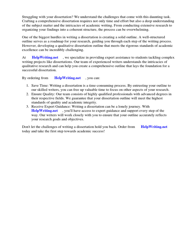 Dissertation Outline Sample Qualitative | PDF | Thesis | Qualitative ...