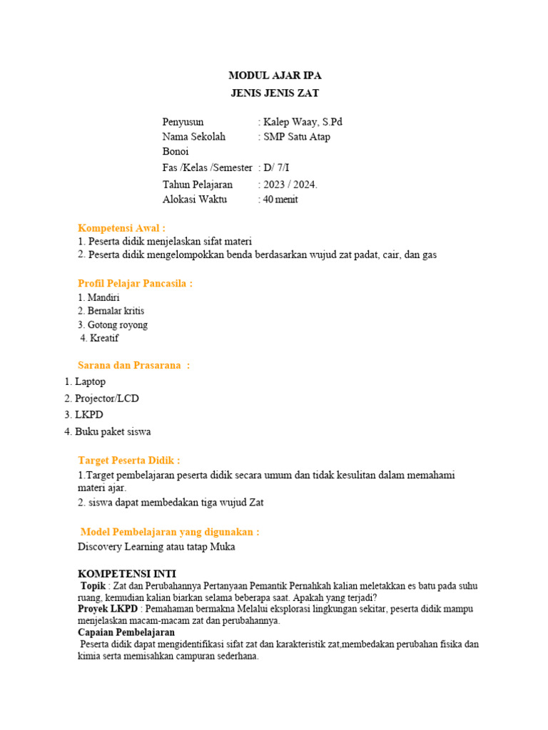 MODUL AJAR IPA Kelompok 5 | PDF