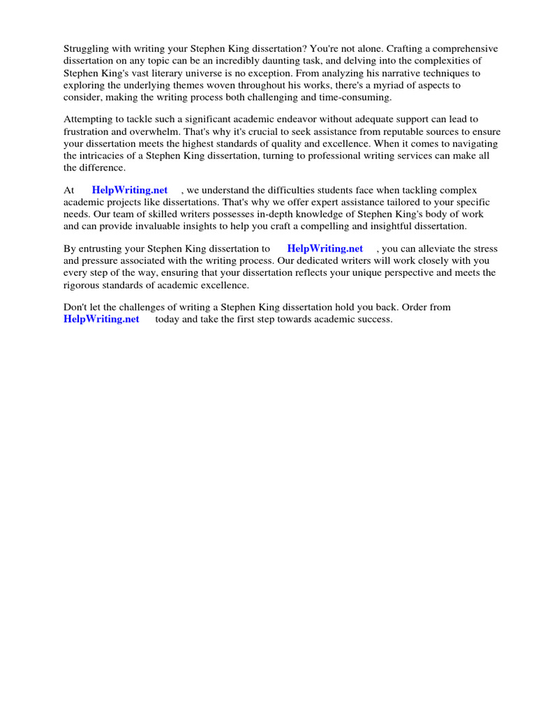 Stephen King Dissertation | PDF | Stephen King | Books