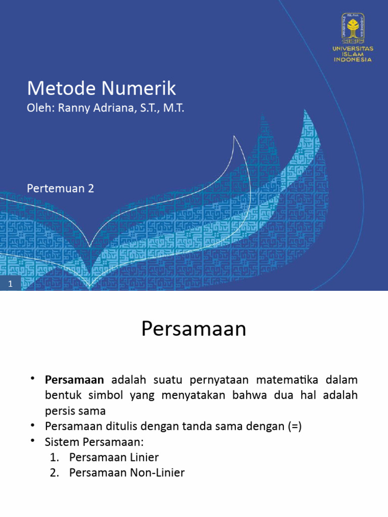 Metode Numerik: Persamaan Linier & Non-Linier | PDF