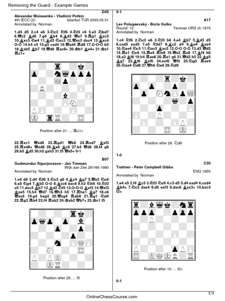 removing-the-guard-example-games | PDF | Chess | Chess Theory