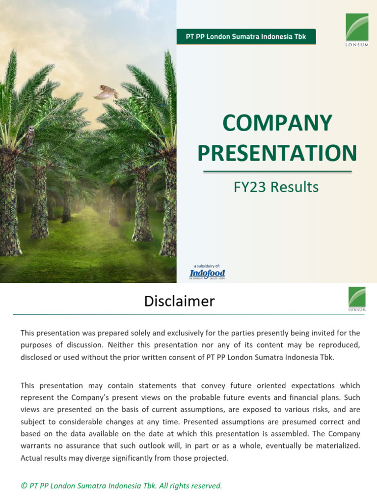 Lonsum Presentation FY2023 | PDF | Income Statement | Indonesian Rupiah
