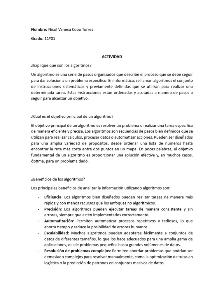 Qué son los algoritmos y su importancia | PDF | Algoritmos ...