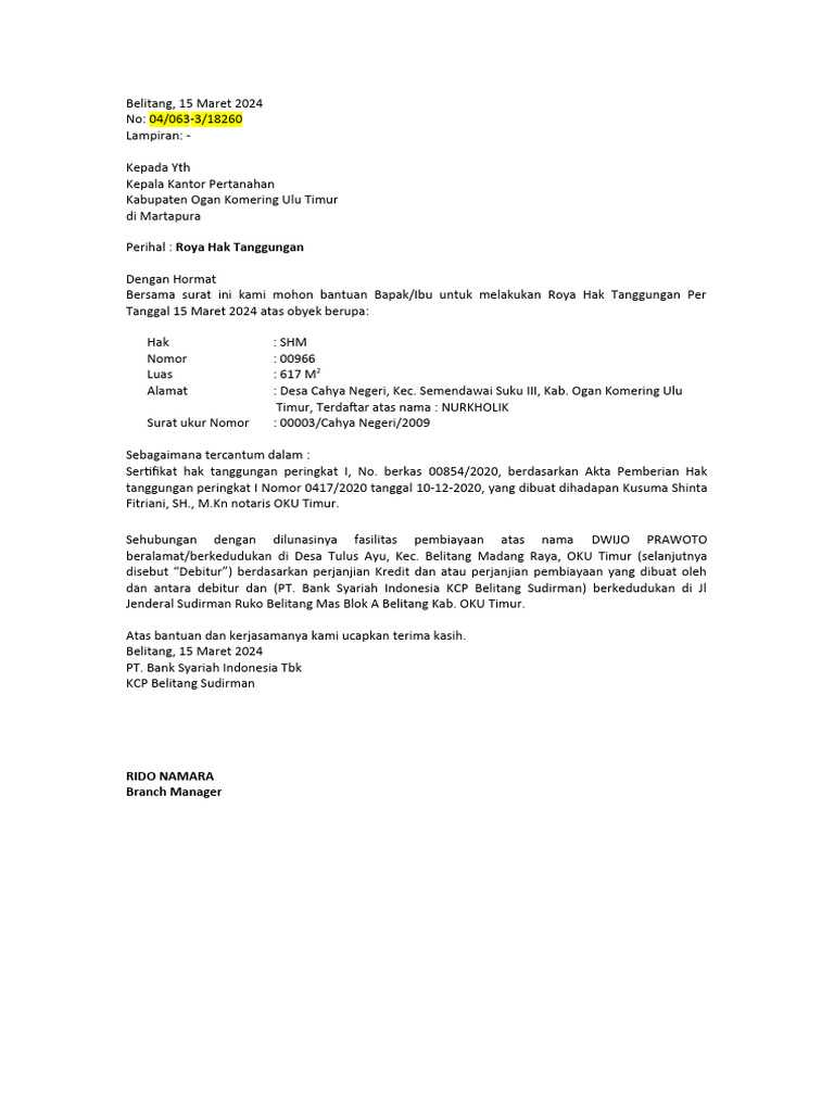 Surat Roya | PDF | Ilmu Sosial | Hukum