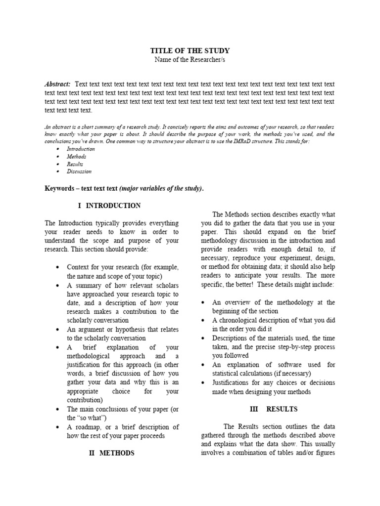 IMRAD Template | Download Free PDF | Methodology | Data
