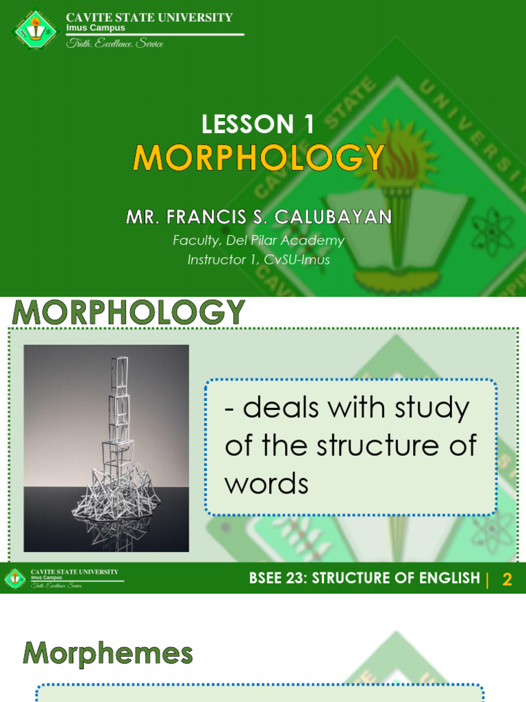 Students - Lesson 1 - Morphology - Bsee23-1 | PDF | Language Arts ...