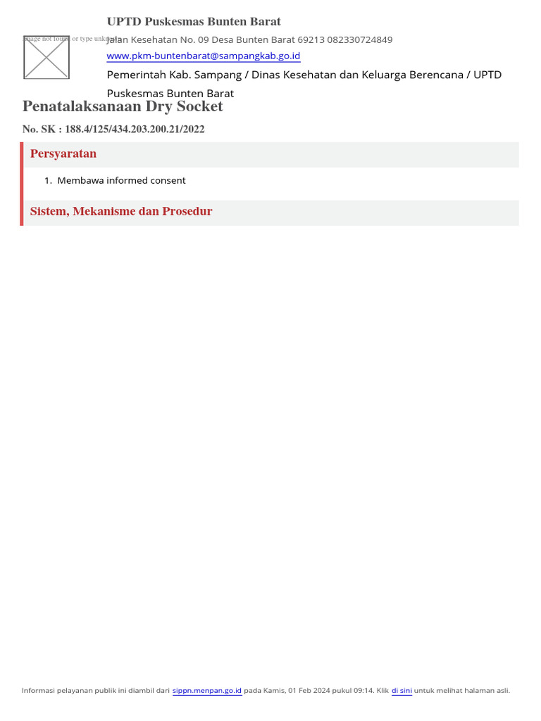 Unduh Standar Pelayanan - Penatalaksanaan Dry Socket | PDF