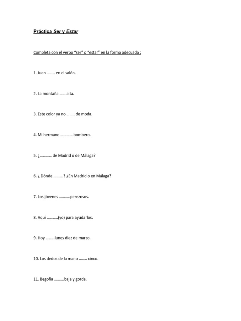 Practica Ser y Estar | PDF | Deportes y actividades al aire libre