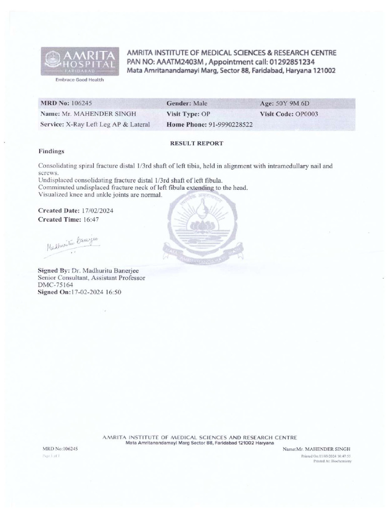X Ray Report 17.02.24 | PDF