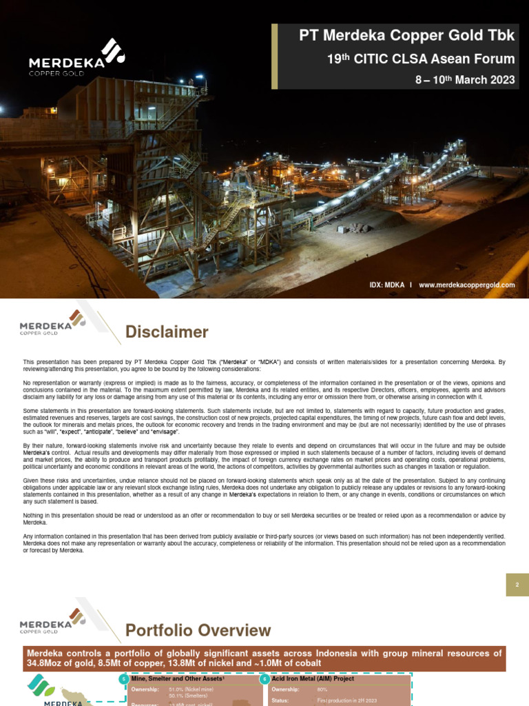 MDKA Investor Presentation March 2023 CLSA ASEAN Forum | PDF | Mining ...