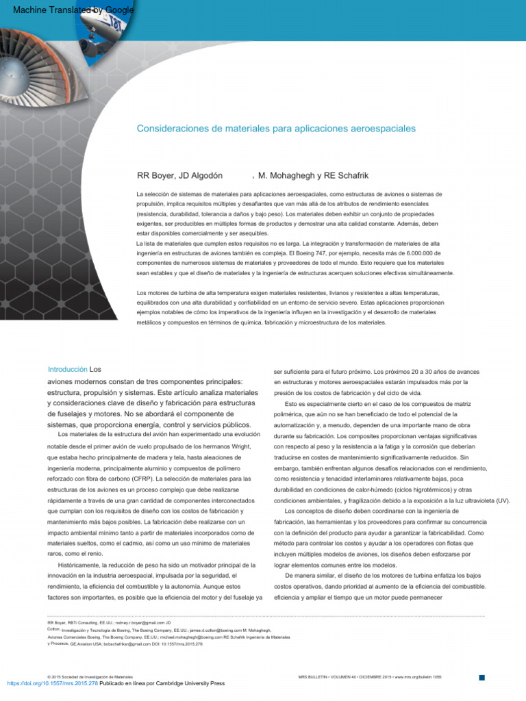 Materials Considerations For Aerospace Applications | PDF | Fatiga ...