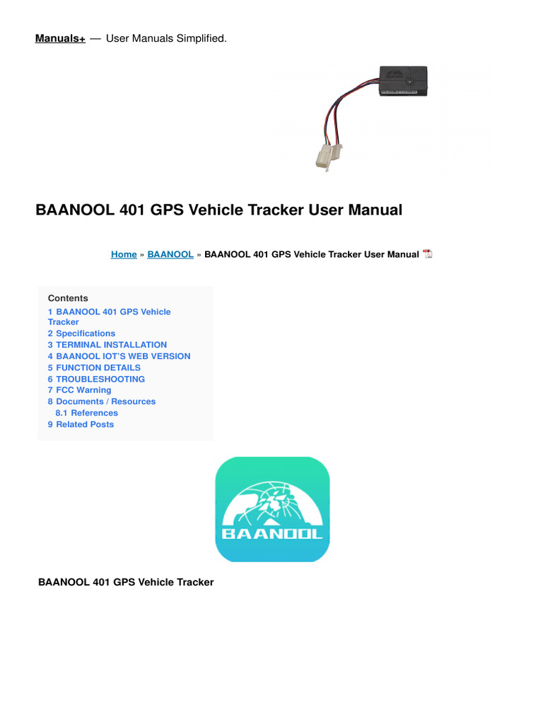 Baanool 401 GPS Tracker User Manual | PDF | General Packet Radio ...
