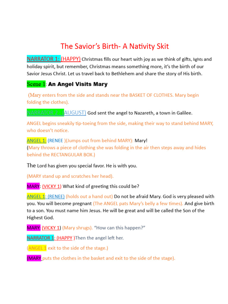 Nativity Skit: The Savior's Birth | PDF | Saint Joseph | Nativity Of Jesus