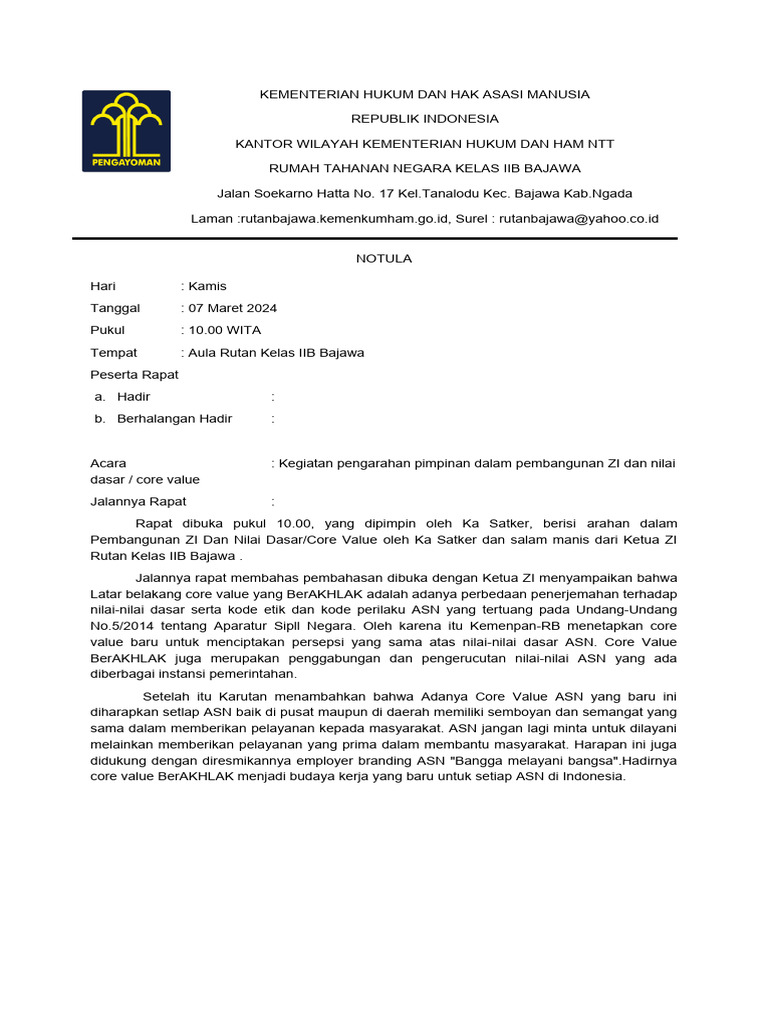 Template Notula | PDF