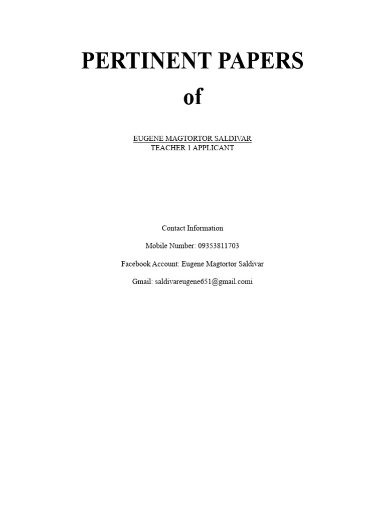 Pertinent Papers Deped | PDF