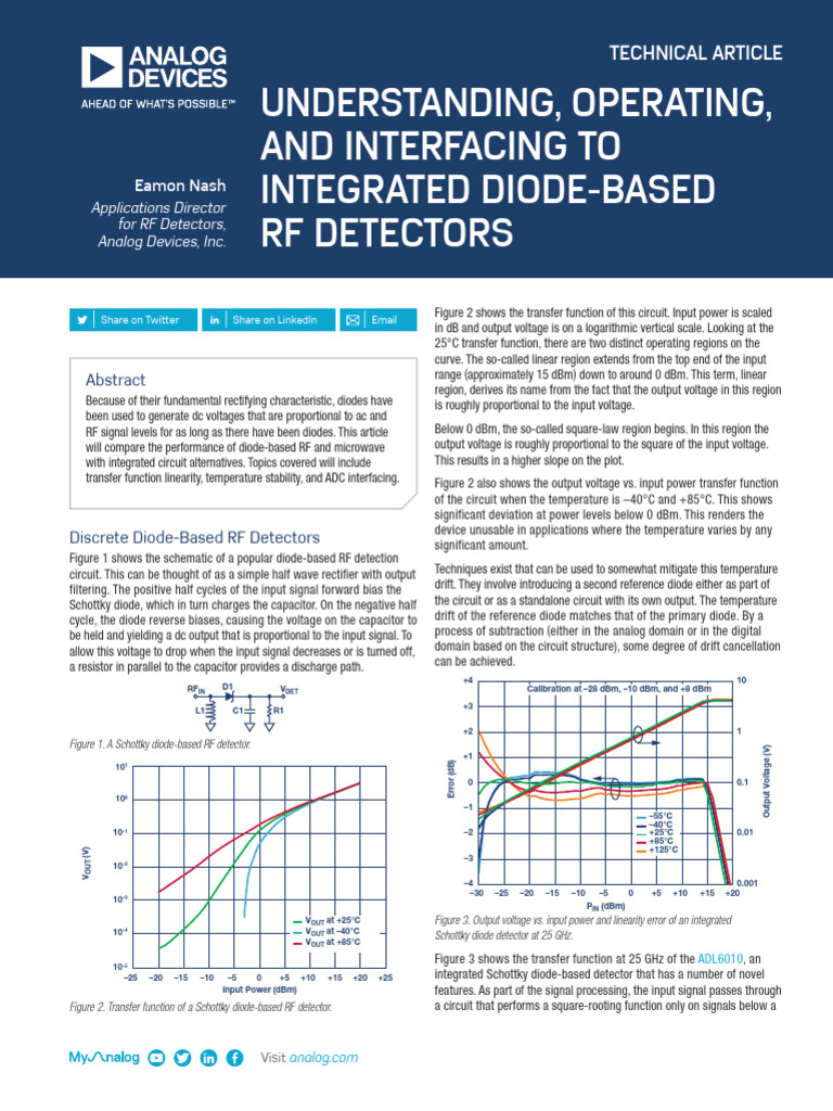 Understanding Operating and Interfacing to Integrated Diode Based RF Detectors | PDF | Analog To ...