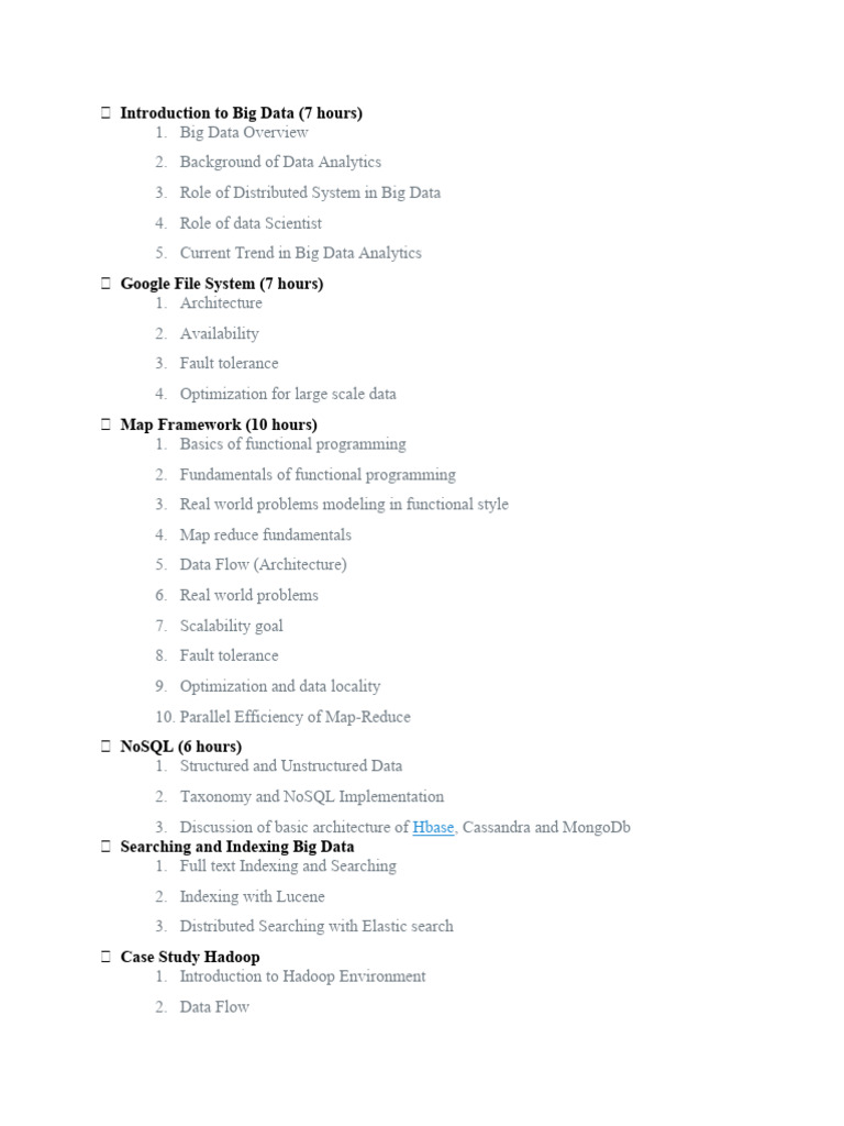Big Data Syllabus | PDF | Big Data | Apache Hadoop
