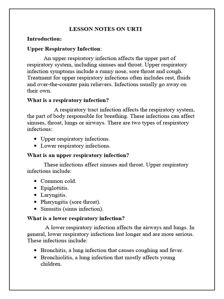 Lesson Notes On Urti | PDF | Common Cold | Influenza