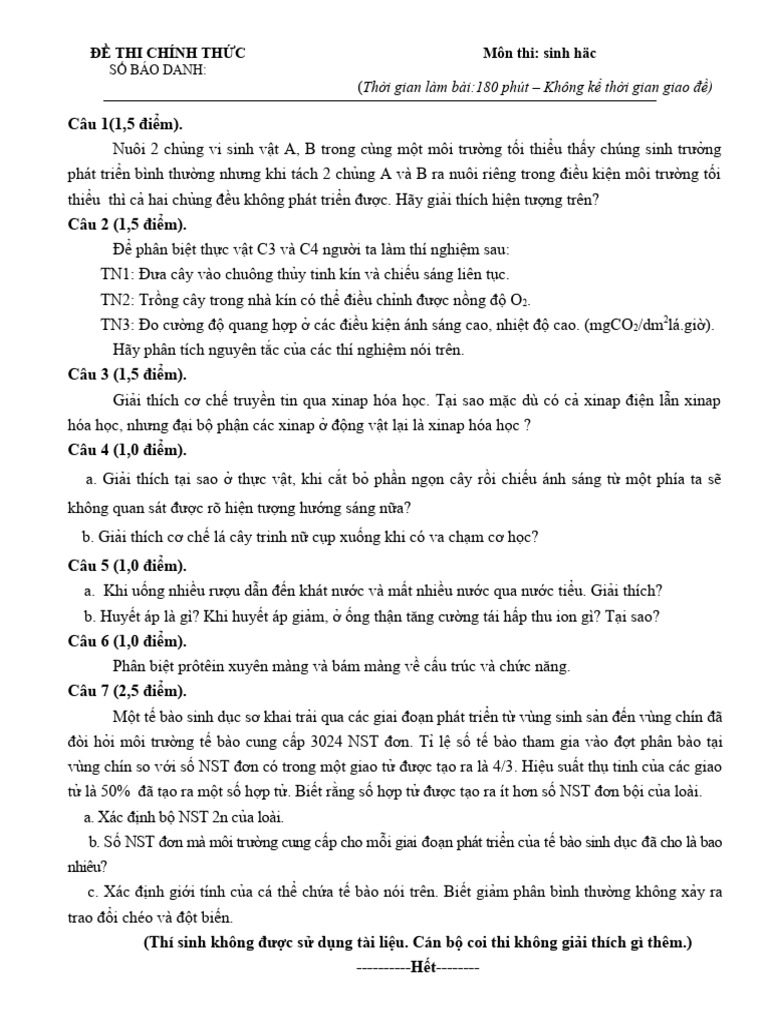 Dethi HSG 2013 QuangBinh L11 Sinh | PDF