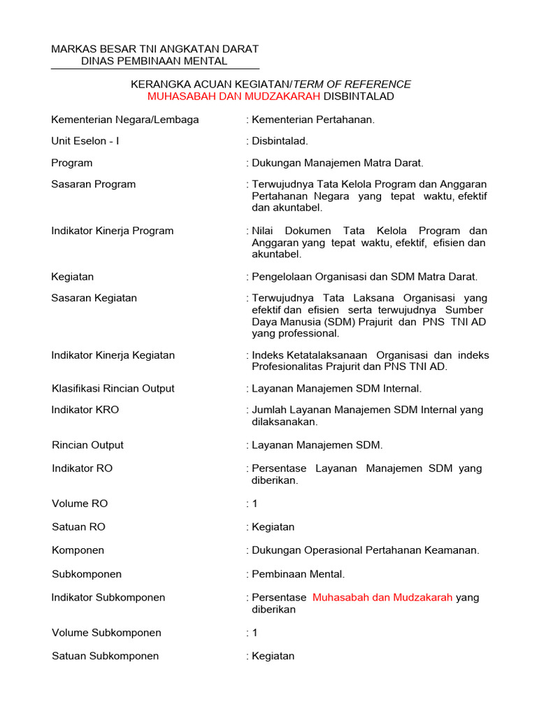 Contoh Tor Subdisbin | PDF