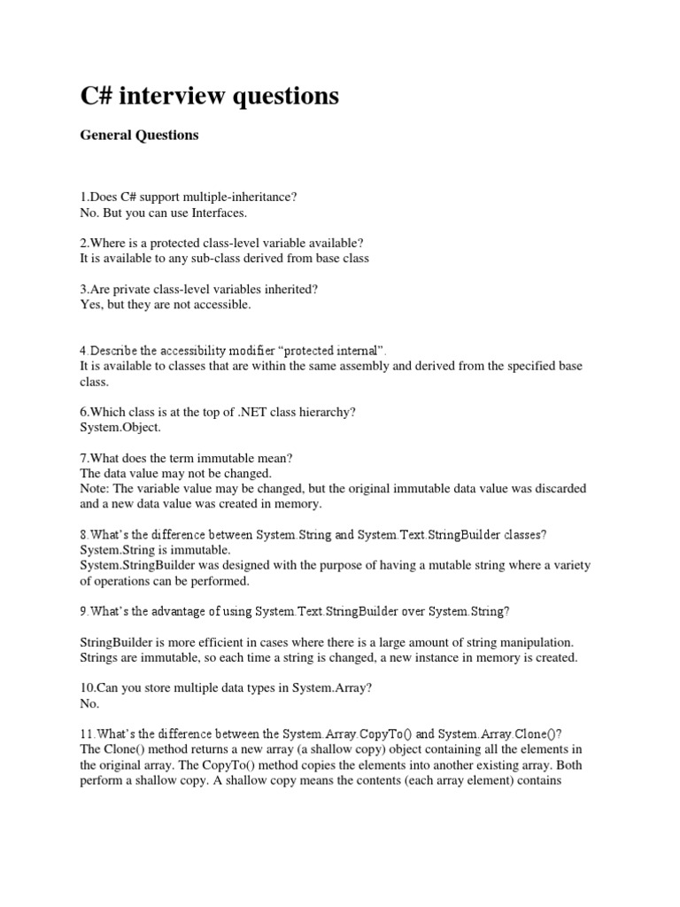 C Interview Ques Pdf Class Computer Programming Method Computer Programming