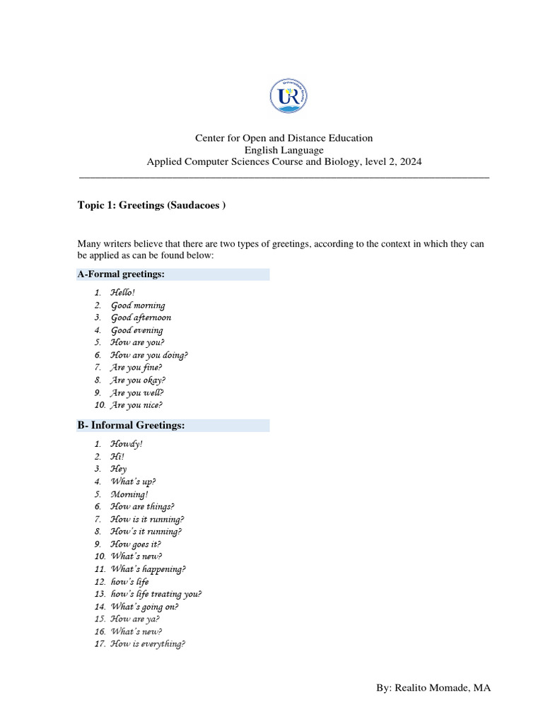 English Greetings Overview | PDF