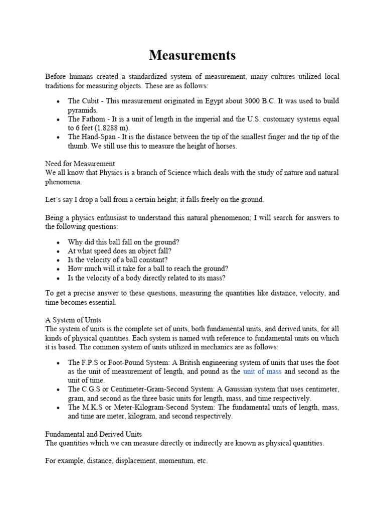 Measurements | PDF | Measurement | International System Of Units