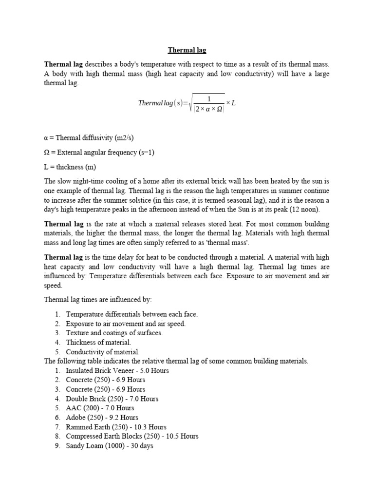 Understanding Thermal Lag in Materials | PDF | Thermal Conductivity ...