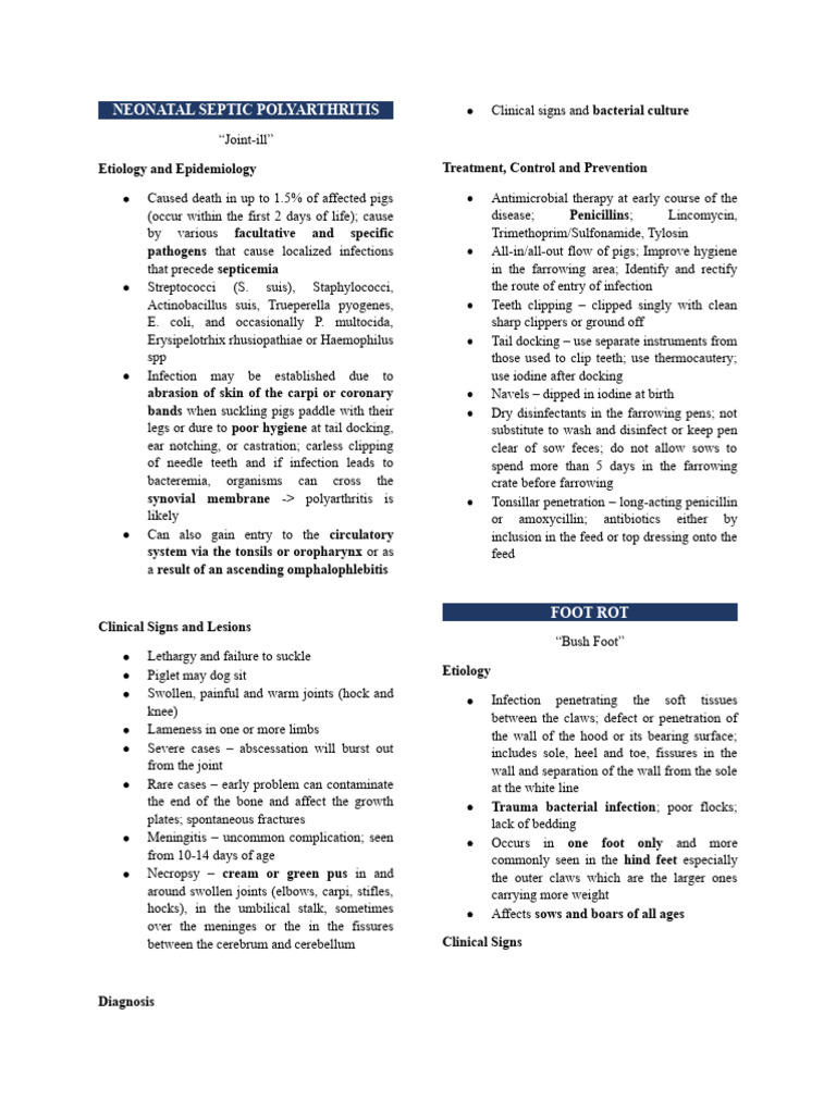 Neonatal Septic Polyarthritis in Pigs | PDF | Medical Specialties ...