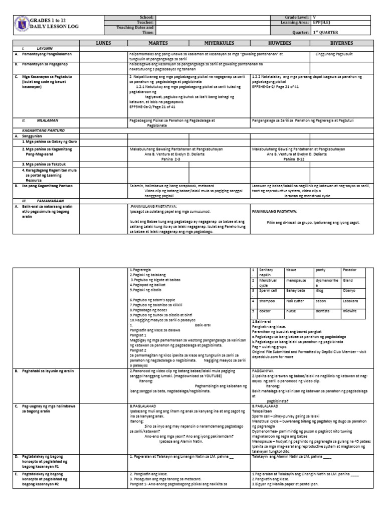 DLL - Epp 5 - Q1 - W2 | PDF