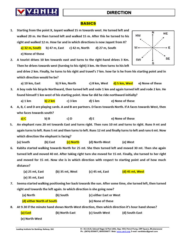 2270 90 Direction Sense Test Assignment PDF | PDF