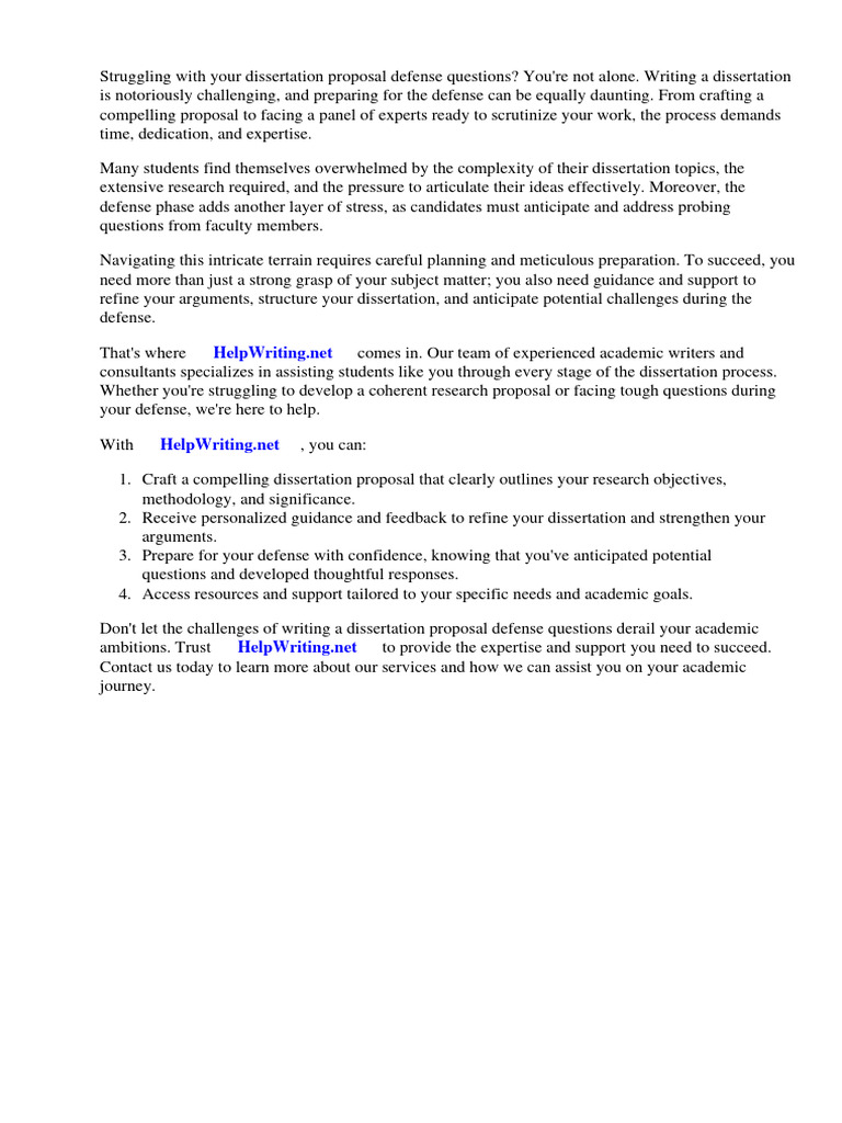 Dissertation Proposal Defense Questions | PDF | Thesis | Violence