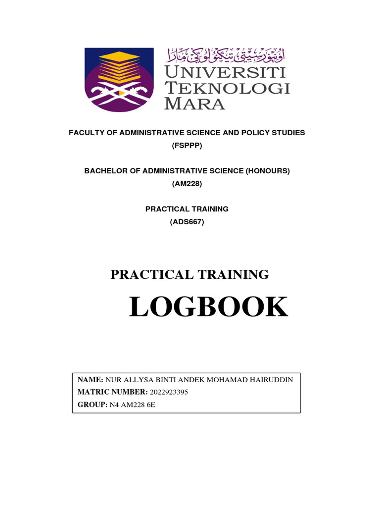Practical Training Logbook Template | PDF