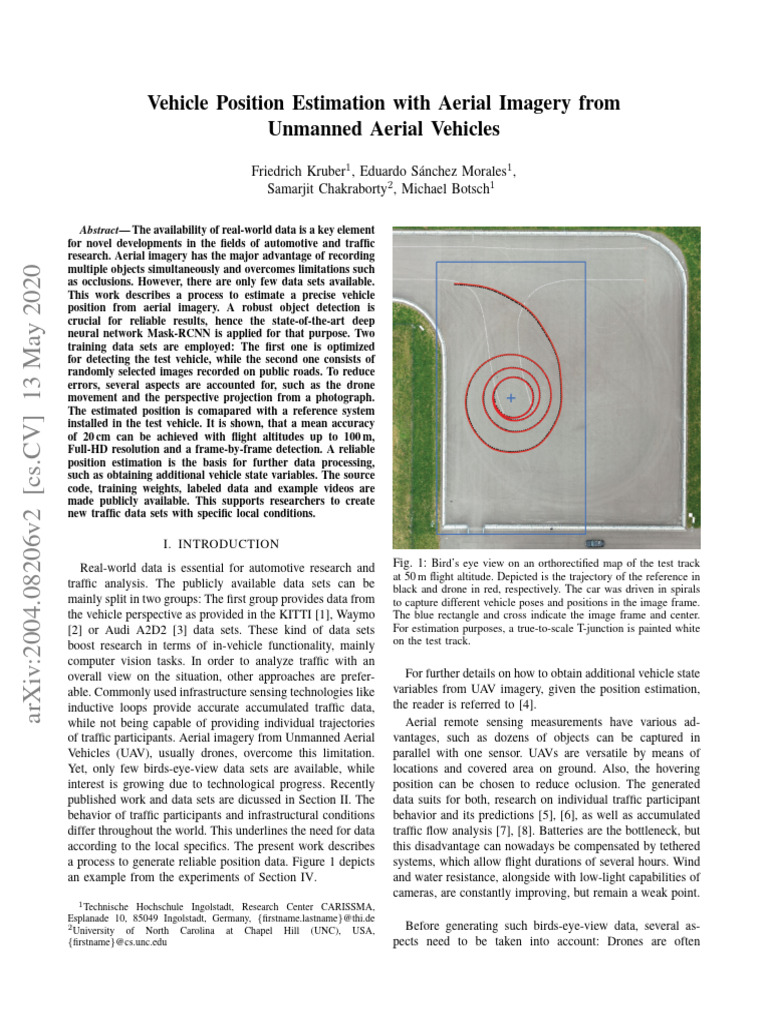 Vehicle Position Estimation With Aerial Imagery From Pdf Unmanned