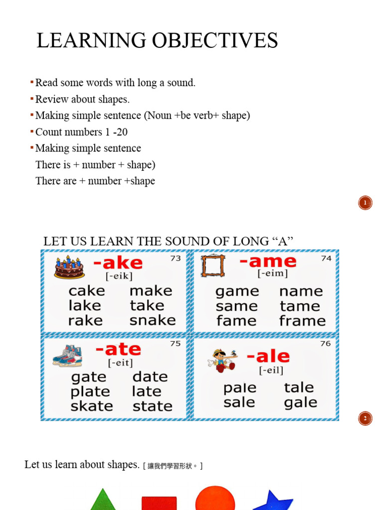 07152021 Long a Soundds and Shapes | PDF | Shape | Plural