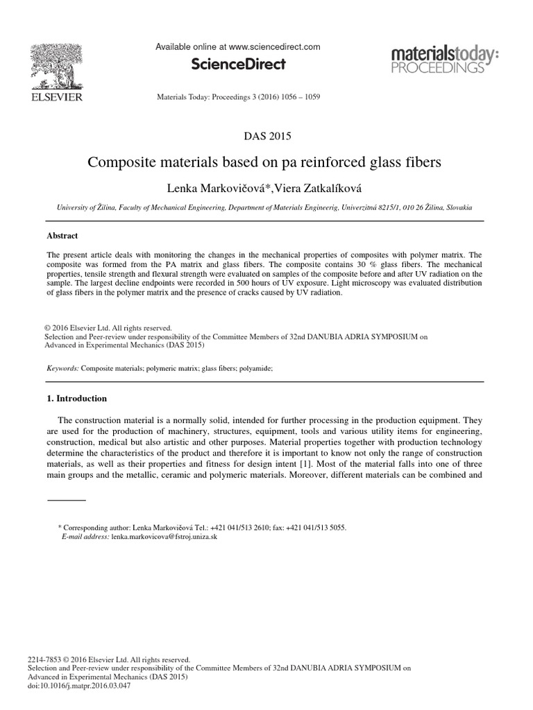 Composite Materials Based On Pa Reinforced Glass Fibers: Sciencedirect | PDF | Composite ...