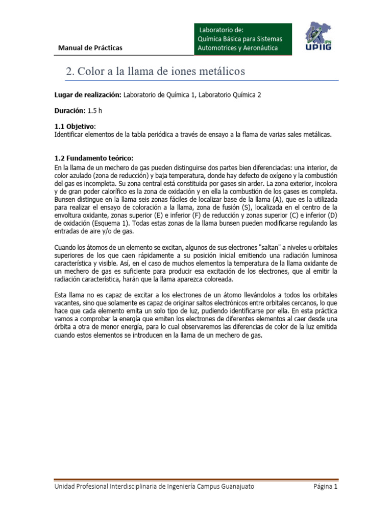 Color A La Llama de Iones Metálicos | PDF | Sustancias químicas ...