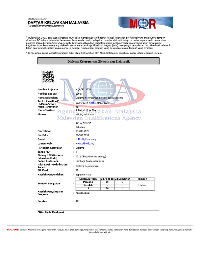 Cetakan Akreditasi MQA | PDF