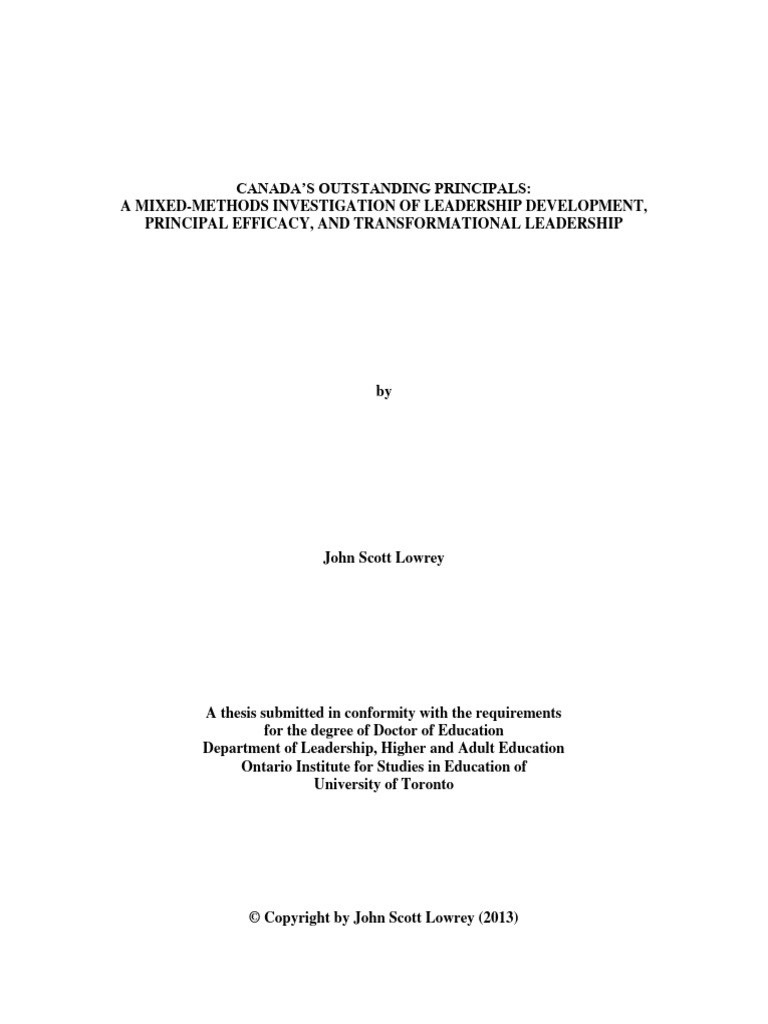 Lowrey J Scott 201306 EdD Thesis | PDF | Leadership | Transformational Leadership