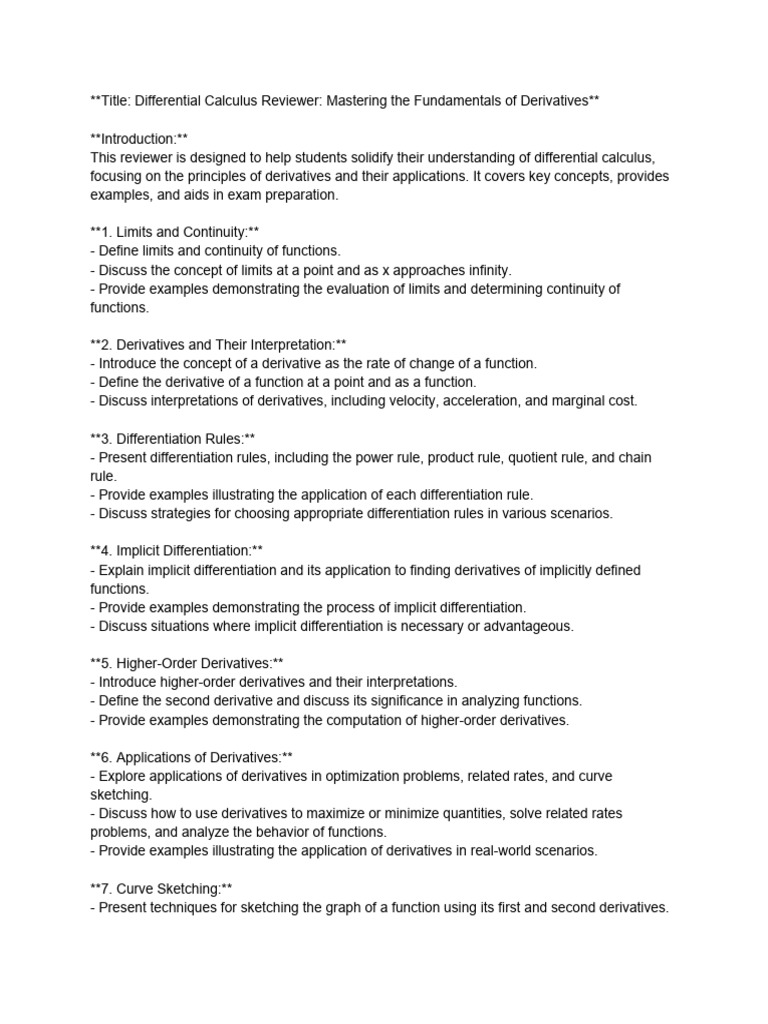 Differential Calculus Pdf Derivative Calculus