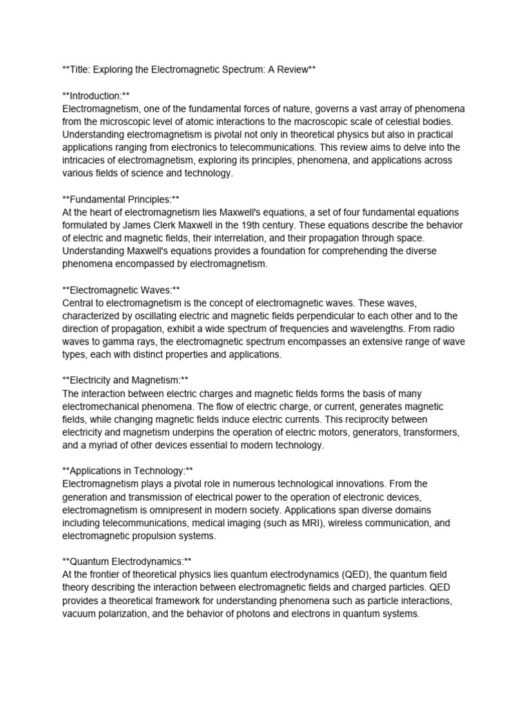 Electromagnetic Spectrum Review | PDF | Electromagnetism | Waves