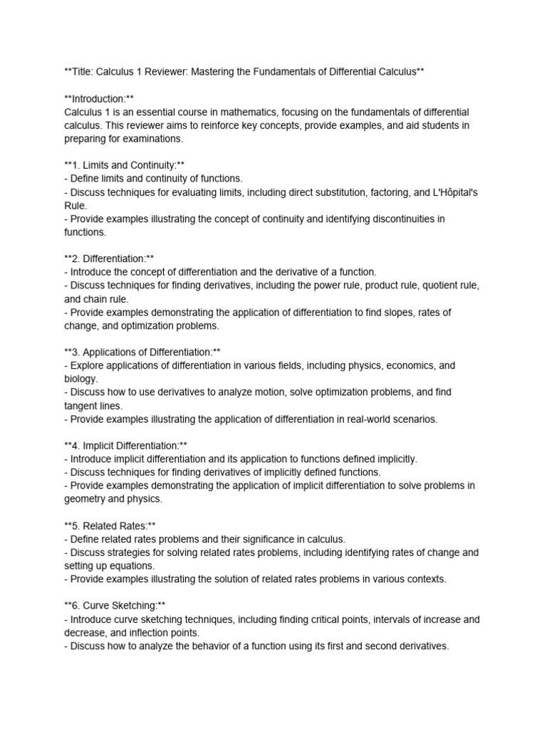 Calculus 1 | PDF | Derivative | Calculus