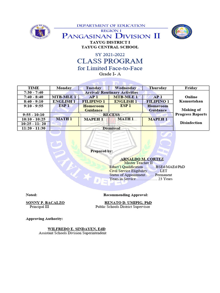 sample-classroom-program-K-3 | PDF
