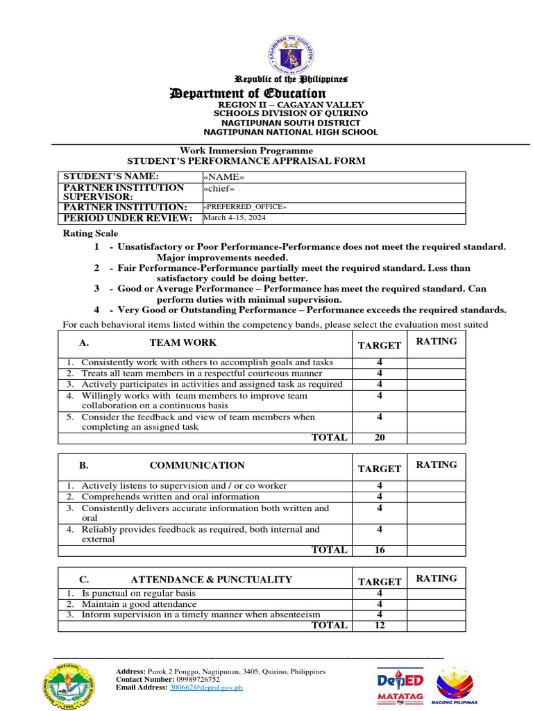 Evaluation Form Immersion | PDF | Performance Appraisal | Social Psychology