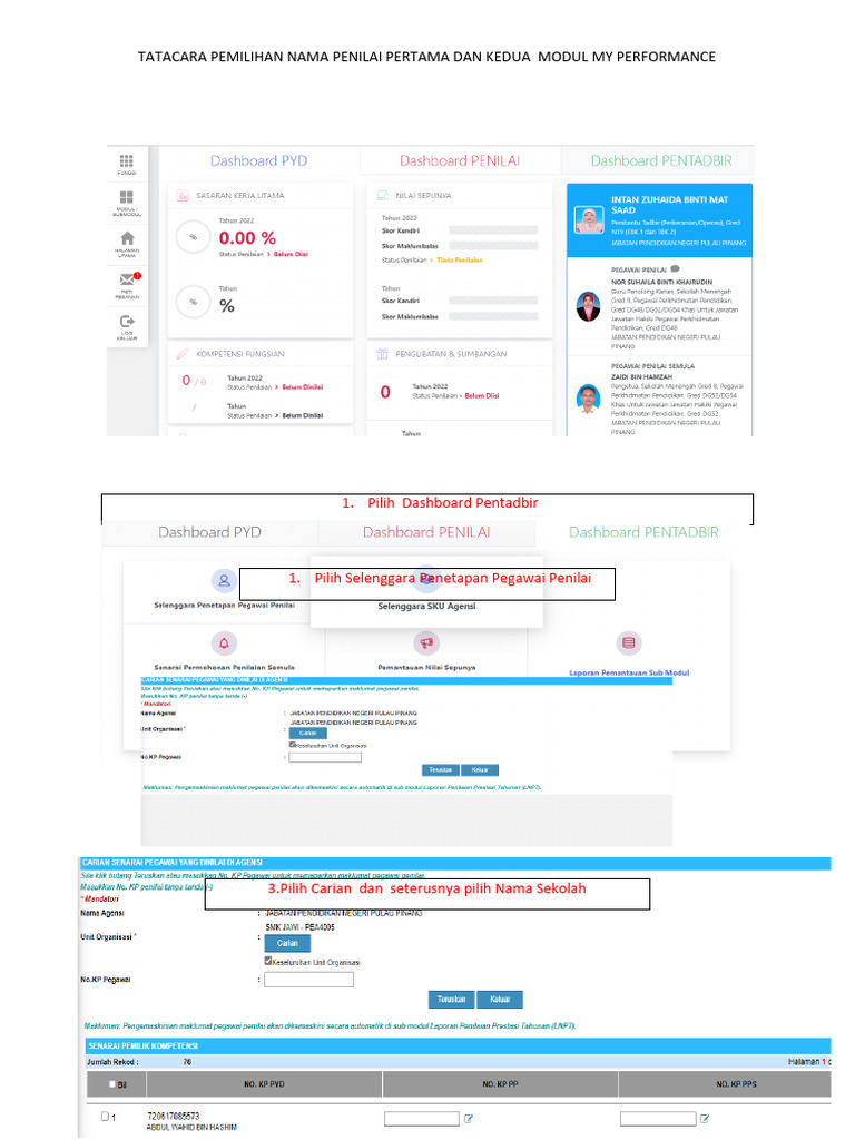 Tatacara Penetapan Pegawai Penilai Modul MyPerformance | PDF
