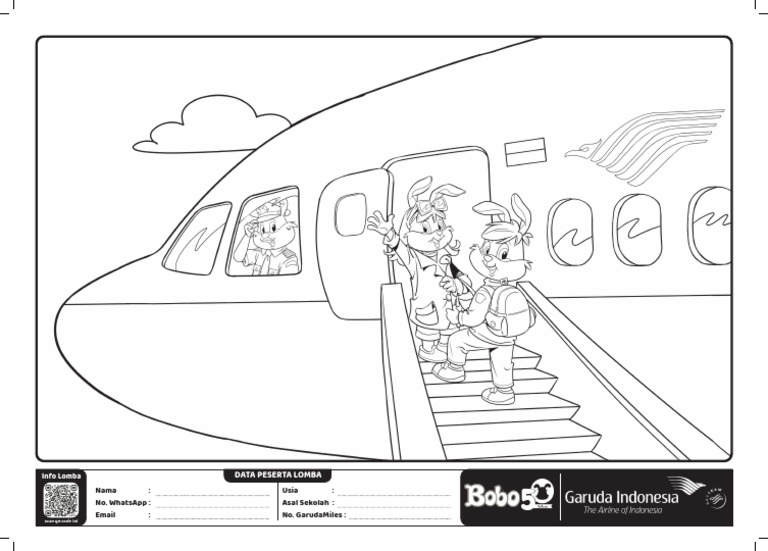 Lembar Mewarnai Bobo x GA | PDF