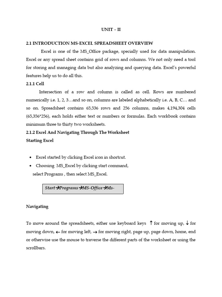 UNIT II | PDF | Microsoft Excel | Spreadsheet