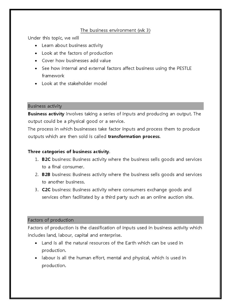 The business environment | PDF | Economics | Economies