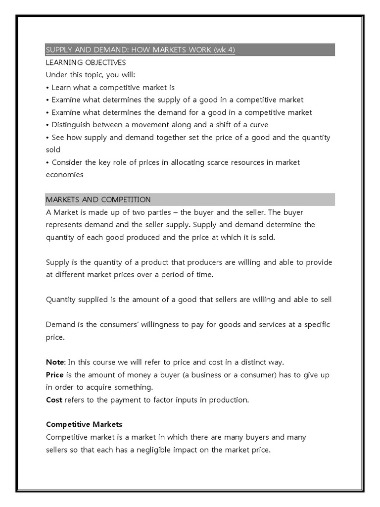 Supply and Demand | Download Free PDF | Supply (Economics) | Demand