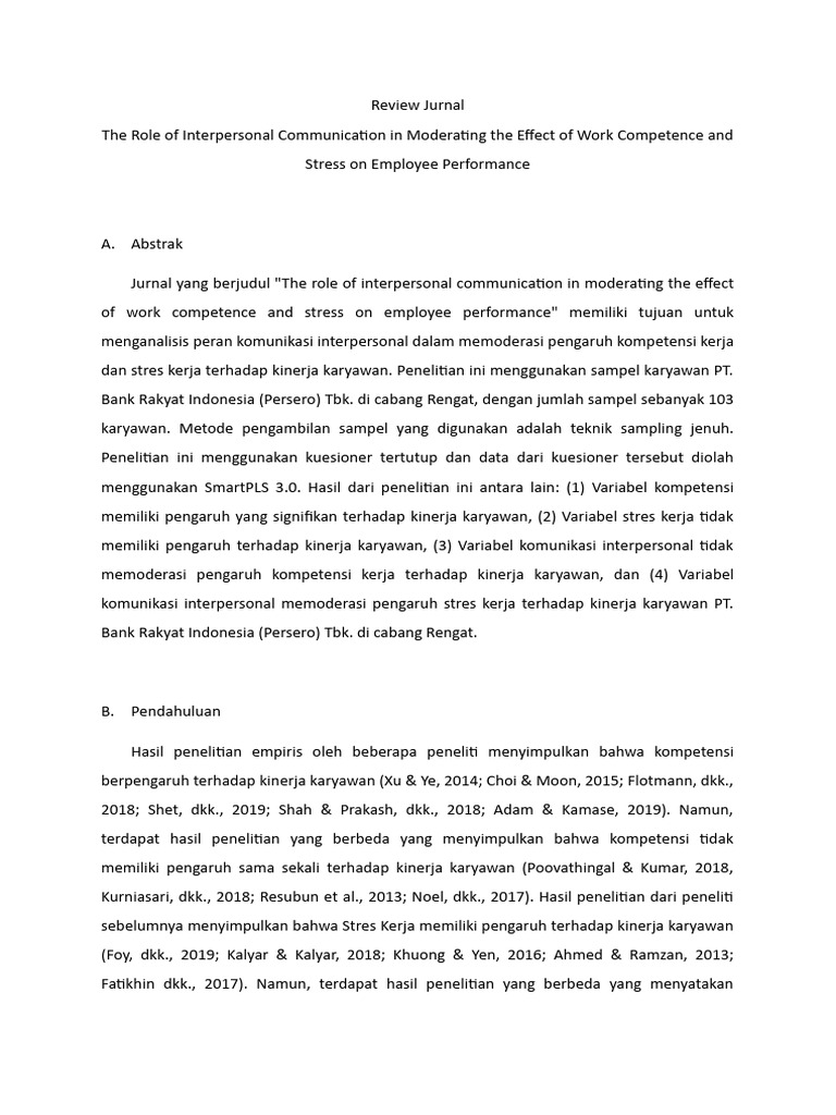 Review Jurnal The Role of Interpersonal Communication in Moderating The ...